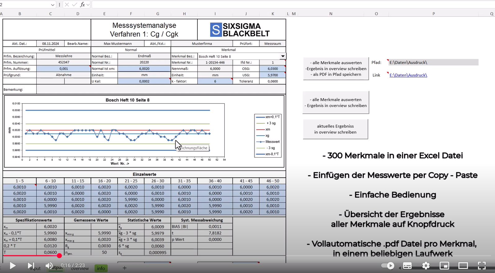 Excel Vorlagen Messsystemanalyse und Fähigkeitsberechnungen